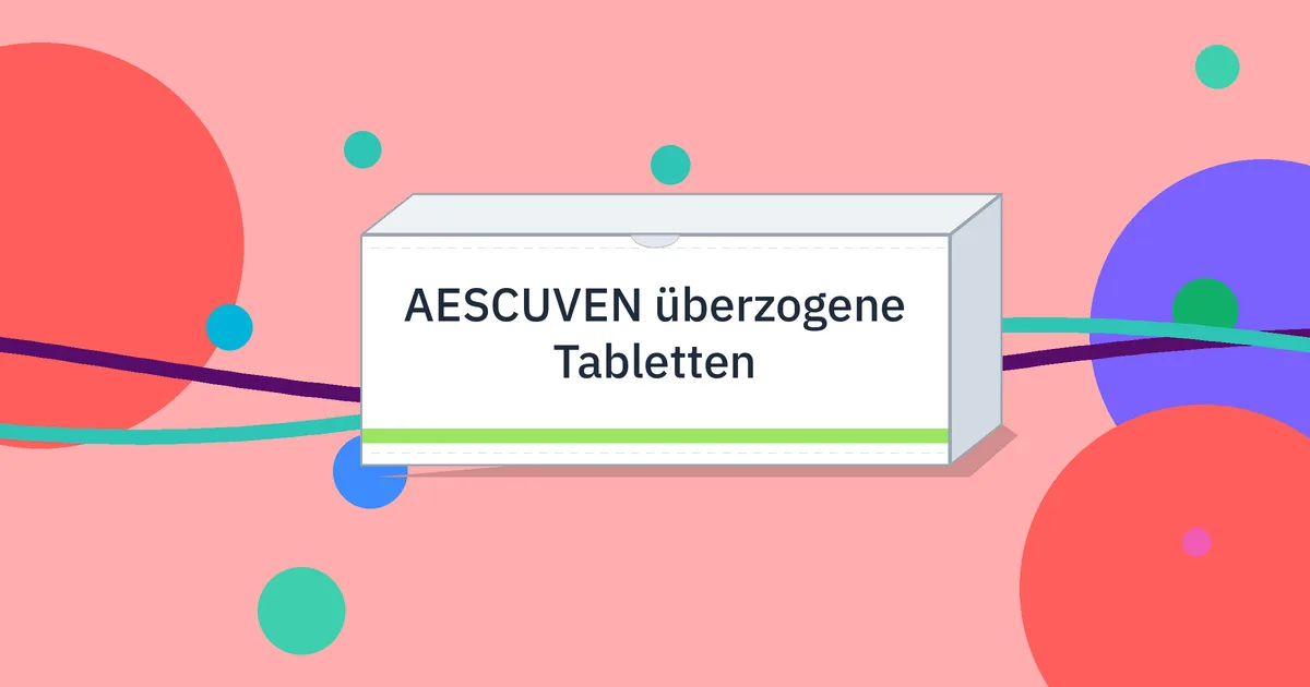 Symbolbild: Packung mit der Aufschrift AESCUVEN überzogene Tabletten (PZN 05133390) – Verfügbarkeit und Bezug in Apotheken in Frankfurt am Main