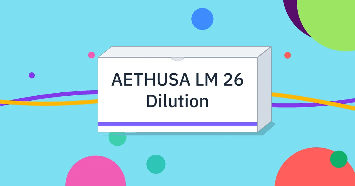 Symbolbild: Packung mit der Aufschrift AETHUSA LM 26 Dilution (PZN 12755991) – Verfügbarkeit und Bezug in Apotheken in Frankfurt am Main