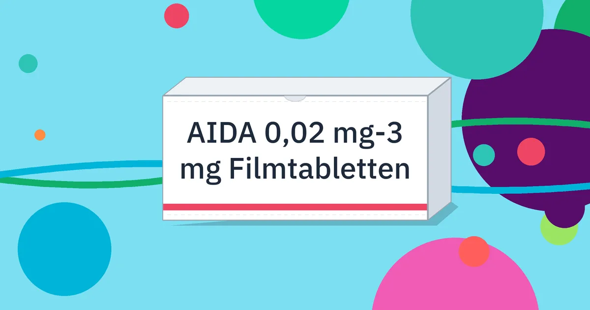 Symbolbild: Packung mit der Aufschrift AIDA 0,02 mg-3 mg Filmtabletten (PZN 01036750) – Verfügbarkeit und Bezug in Apotheken in Frankfurt am Main