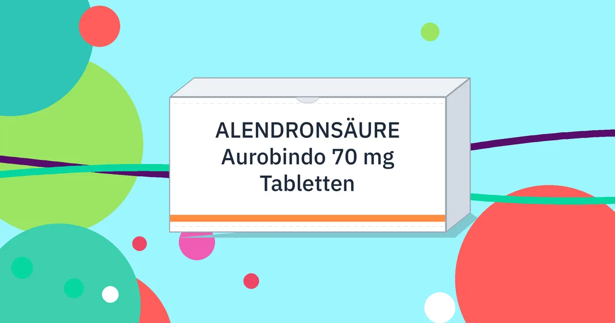 Symbolbild: Packung mit der Aufschrift ALENDRONSÄURE Aurobindo 70 mg Tabletten (PZN 18167456) – Verfügbarkeit und Bezug in Apotheken in Frankfurt am Main