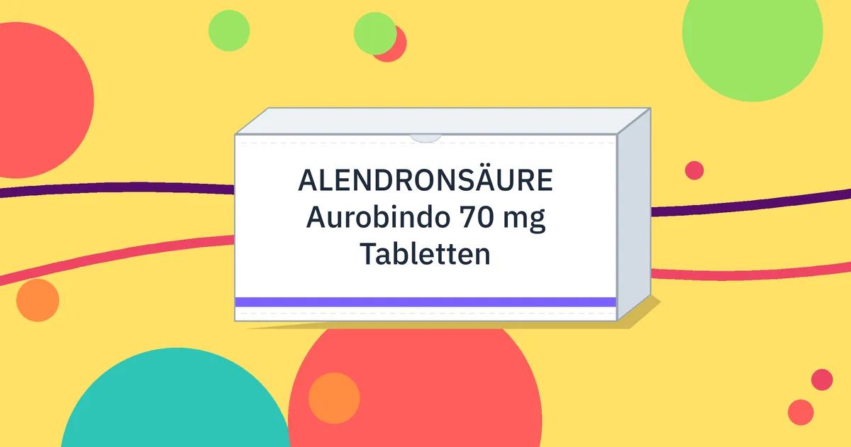 Symbolbild: Packung mit der Aufschrift ALENDRONSÄURE Aurobindo 70 mg Tabletten (PZN 19339379) – Verfügbarkeit und Bezug in Apotheken in Frankfurt am Main