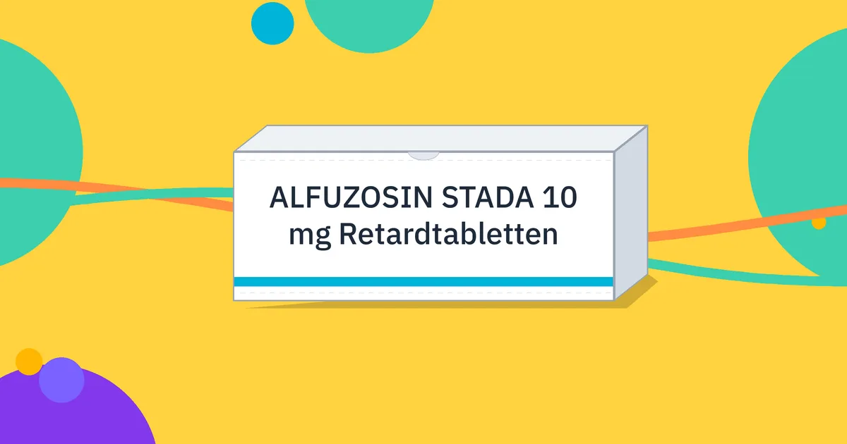 Symbolbild: Packung mit der Aufschrift ALFUZOSIN STADA 10 mg Retardtabletten (PZN 02783472) – Verfügbarkeit und Bezug in Apotheken in Frankfurt am Main
