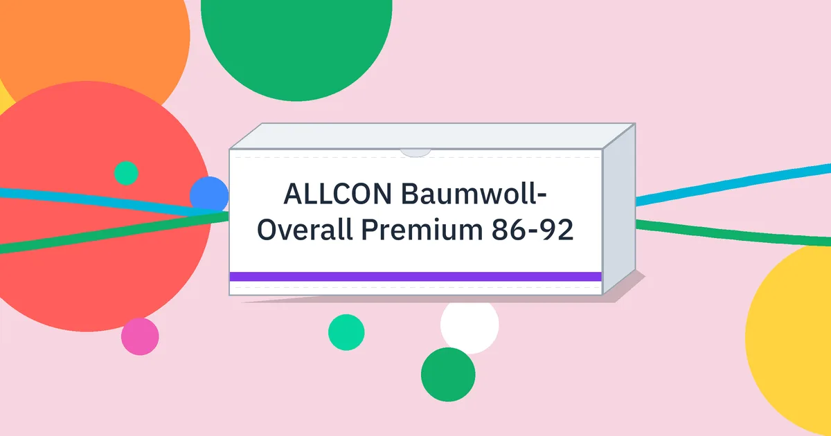 Symbolbild: Packung mit der Aufschrift ALLCON Baumwoll-Overall Premium 86-92 (PZN 16383440) – Verfügbarkeit und Bezug in Apotheken in Frankfurt am Main