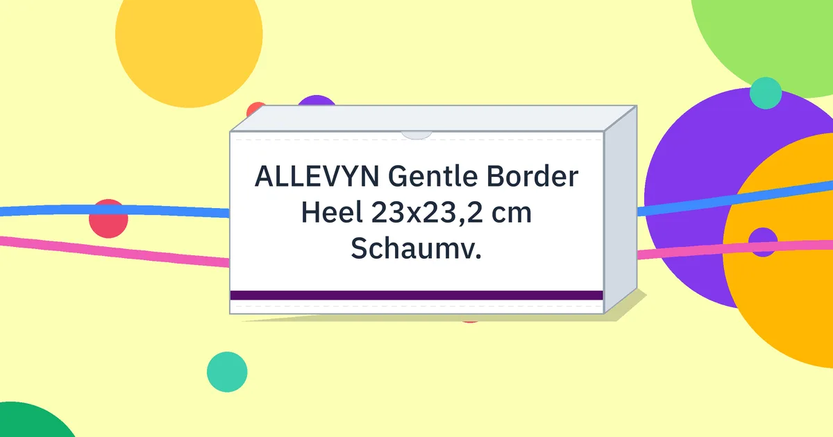 Symbolbild: Packung mit der Aufschrift ALLEVYN Gentle Border Heel 23x23,2 cm Schaumv. (PZN 18799363) – Verfügbarkeit und Bezug in Apotheken in Frankfurt am Main