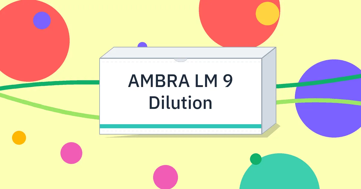 Symbolbild: Packung mit der Aufschrift AMBRA LM 9 Dilution (PZN 12759753) – Verfügbarkeit und Bezug in Apotheken in Frankfurt am Main