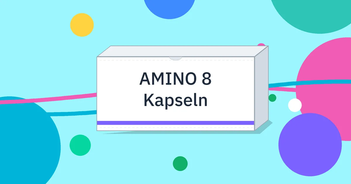 Symbolbild: Packung mit der Aufschrift AMINO 8 Kapseln (PZN 12511823) – Verfügbarkeit und Bezug in Apotheken in Frankfurt am Main