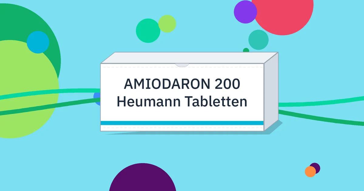 Symbolbild: Packung mit der Aufschrift AMIODARON 200 Heumann Tabletten (PZN 00475855) – Verfügbarkeit und Bezug in Apotheken in Frankfurt am Main
