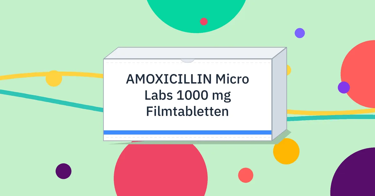 Symbolbild: Packung mit der Aufschrift AMOXICILLIN Micro Labs 1000 mg Filmtabletten (PZN 12725317) – Verfügbarkeit und Bezug in Apotheken in Frankfurt am Main