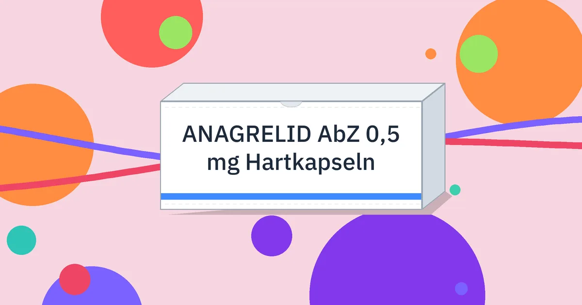 Symbolbild: Packung mit der Aufschrift ANAGRELID AbZ 0,5 mg Hartkapseln (PZN 13231764) – Verfügbarkeit und Bezug in Apotheken in Frankfurt am Main