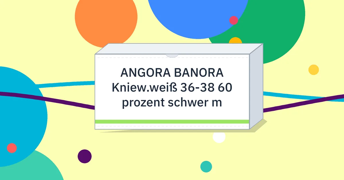 Symbolbild: Packung mit der Aufschrift ANGORA BANORA Kniew.weiß 36-38 60 prozent schwer m (PZN 03560260) – Verfügbarkeit und Bezug in Apotheken in Frankfurt am Main