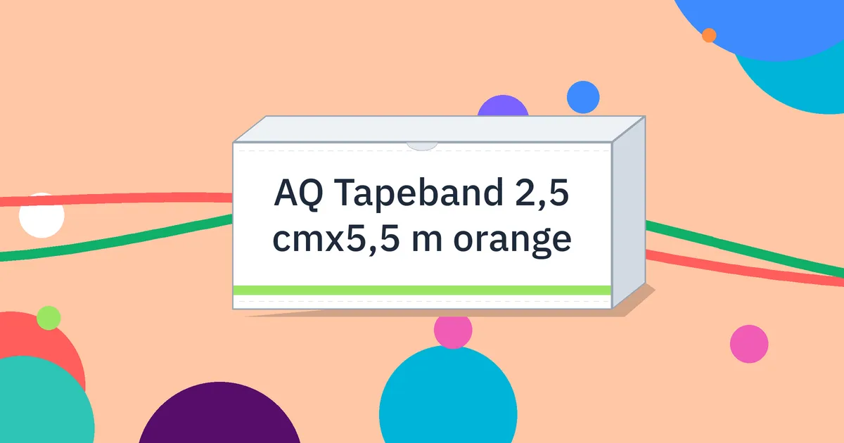 Symbolbild: Packung mit der Aufschrift AQ Tapeband 2,5 cmx5,5 m orange (PZN 04700326) – Verfügbarkeit und Bezug in Apotheken in Frankfurt am Main