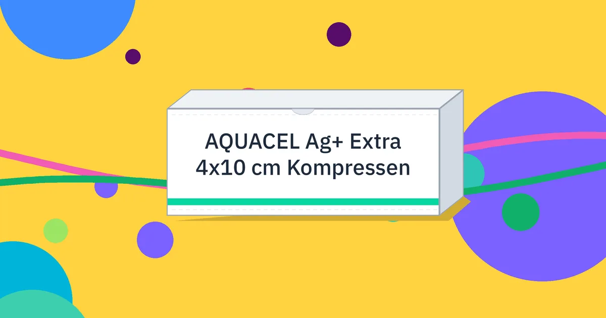 Symbolbild: Packung mit der Aufschrift AQUACEL Ag+ Extra 4x10 cm Kompressen (PZN 14413639) – Verfügbarkeit und Bezug in Apotheken in Frankfurt am Main