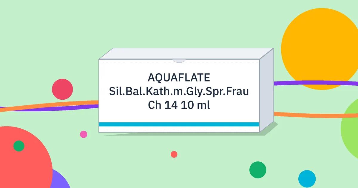 Symbolbild: Packung mit der Aufschrift AQUAFLATE Sil.Bal.Kath.m.Gly.Spr.Frau Ch 14 10 ml (PZN 00589530) – Verfügbarkeit und Bezug in Apotheken in Frankfurt am Main