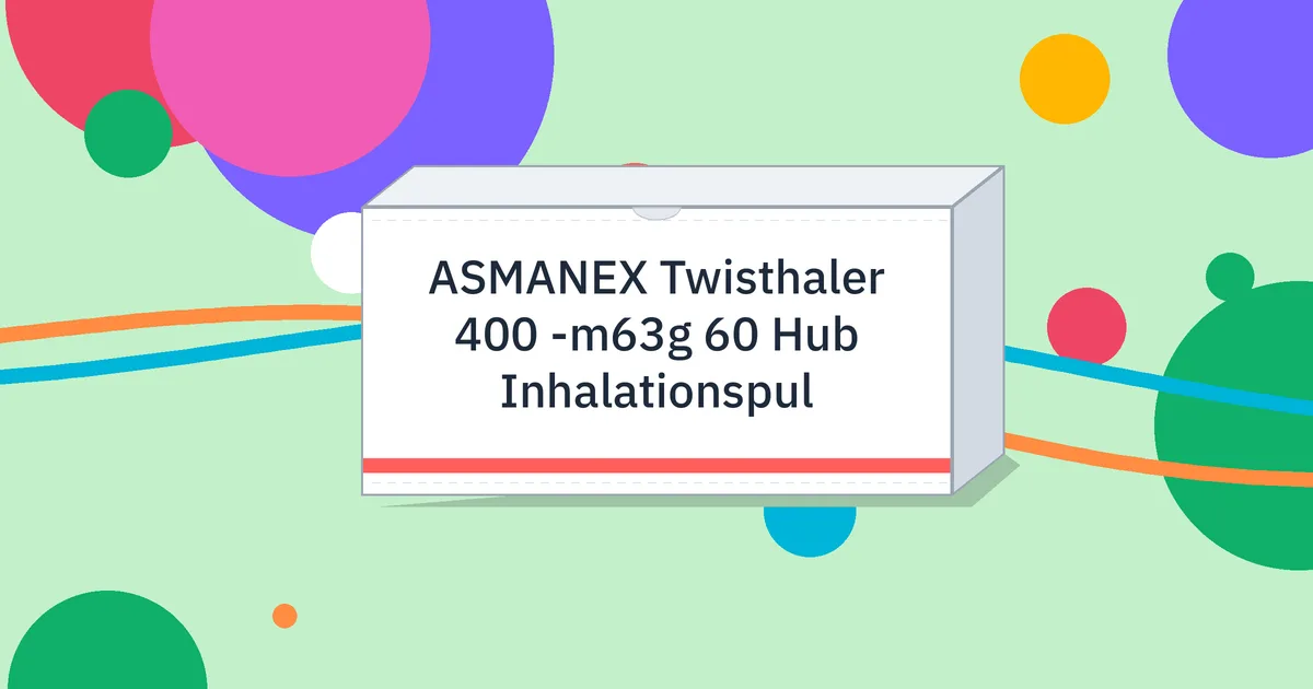 Symbolbild: Packung mit der Aufschrift ASMANEX Twisthaler 400 -m63g 60 Hub Inhalationspul (PZN 02735510) – Verfügbarkeit und Bezug in Apotheken in Frankfurt am Main