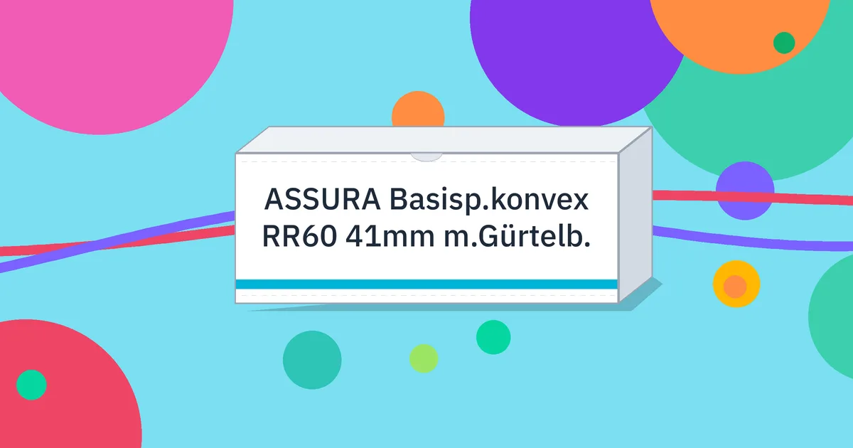 Symbolbild: Packung mit der Aufschrift ASSURA Basisp.konvex RR60 41mm m.Gürtelb. (PZN 06972112) – Verfügbarkeit und Bezug in Apotheken in Frankfurt am Main