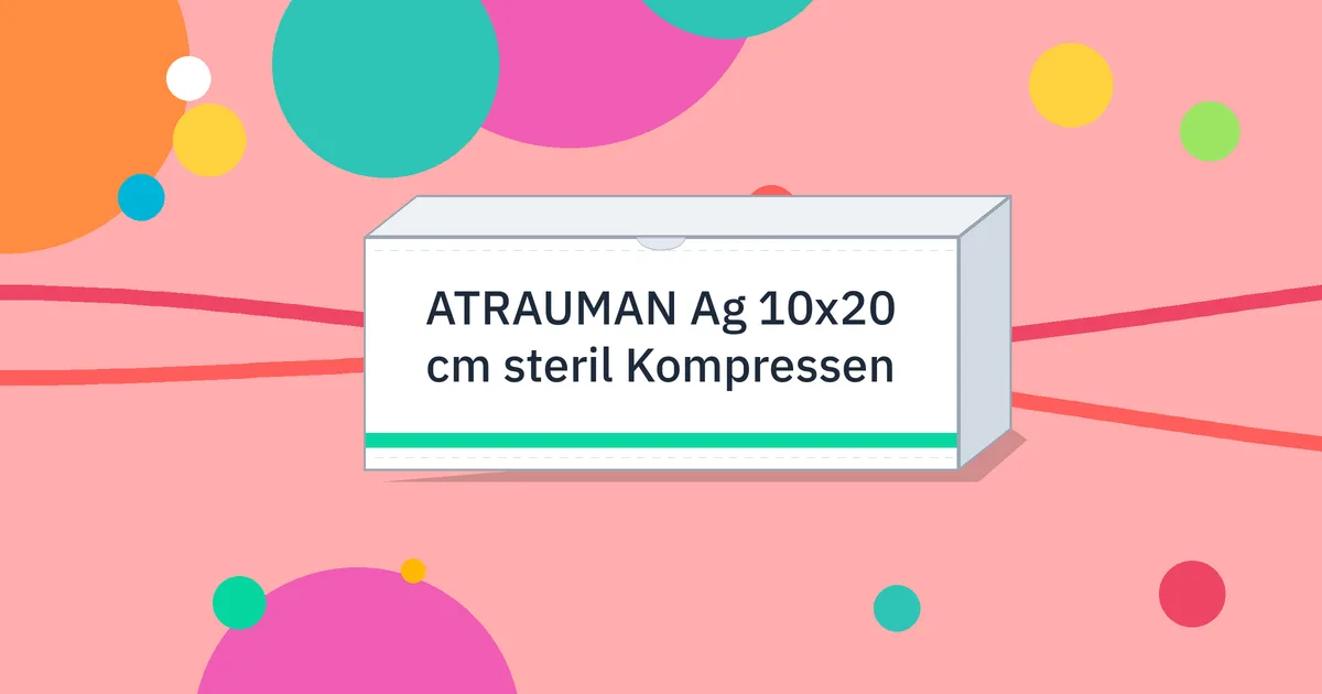 Symbolbild: Packung mit der Aufschrift ATRAUMAN Ag 10x20 cm steril Kompressen (PZN 18715254) – Verfügbarkeit und Bezug in Apotheken in Frankfurt am Main