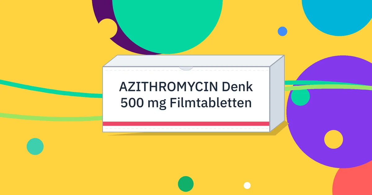 Symbolbild: Packung mit der Aufschrift AZITHROMYCIN Denk 500 mg Filmtabletten (PZN 13576434) – Verfügbarkeit und Bezug in Apotheken in Frankfurt am Main