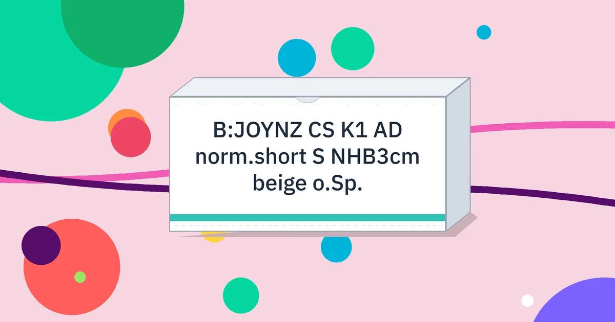 Symbolbild: Packung mit der Aufschrift B:JOYNZ CS K1 AD norm.short S NHB3cm beige o.Sp. (PZN 20529702) – Verfügbarkeit und Bezug in Apotheken in Frankfurt am Main