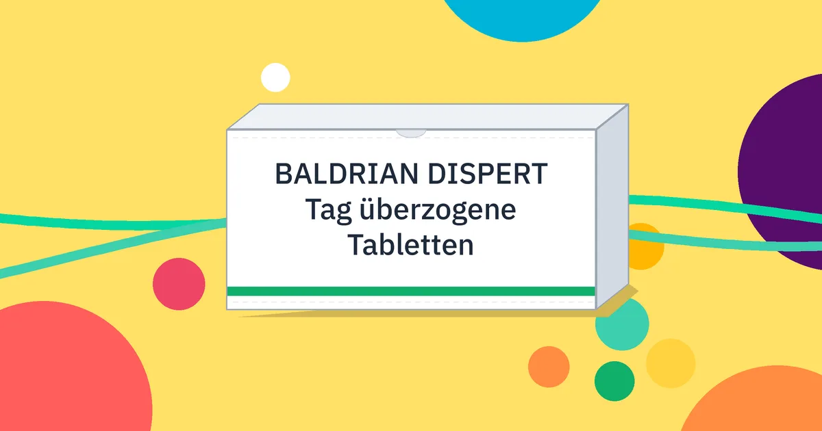 Symbolbild: Packung mit der Aufschrift BALDRIAN DISPERT Tag überzogene Tabletten (PZN 02859904) – Verfügbarkeit und Bezug in Apotheken in Frankfurt am Main