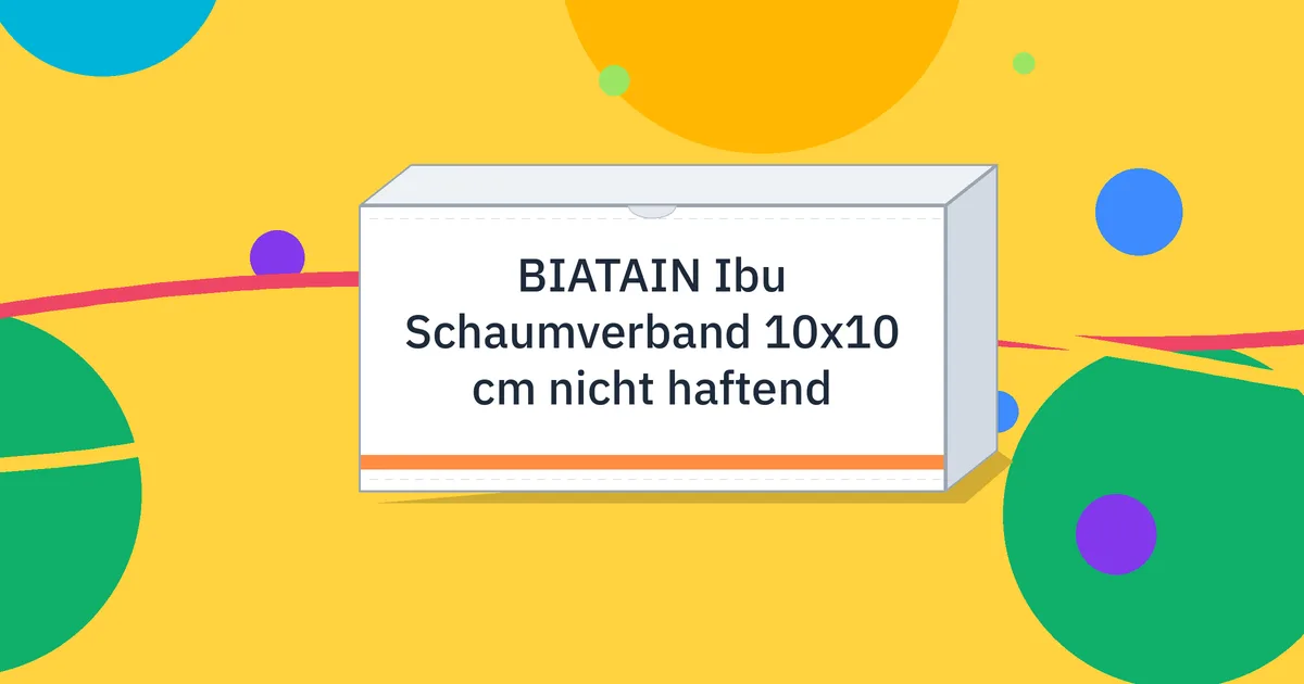 Symbolbild: Packung mit der Aufschrift BIATAIN Ibu Schaumverband 10x10 cm nicht haftend (PZN 03540398) – Verfügbarkeit und Bezug in Apotheken in Frankfurt am Main