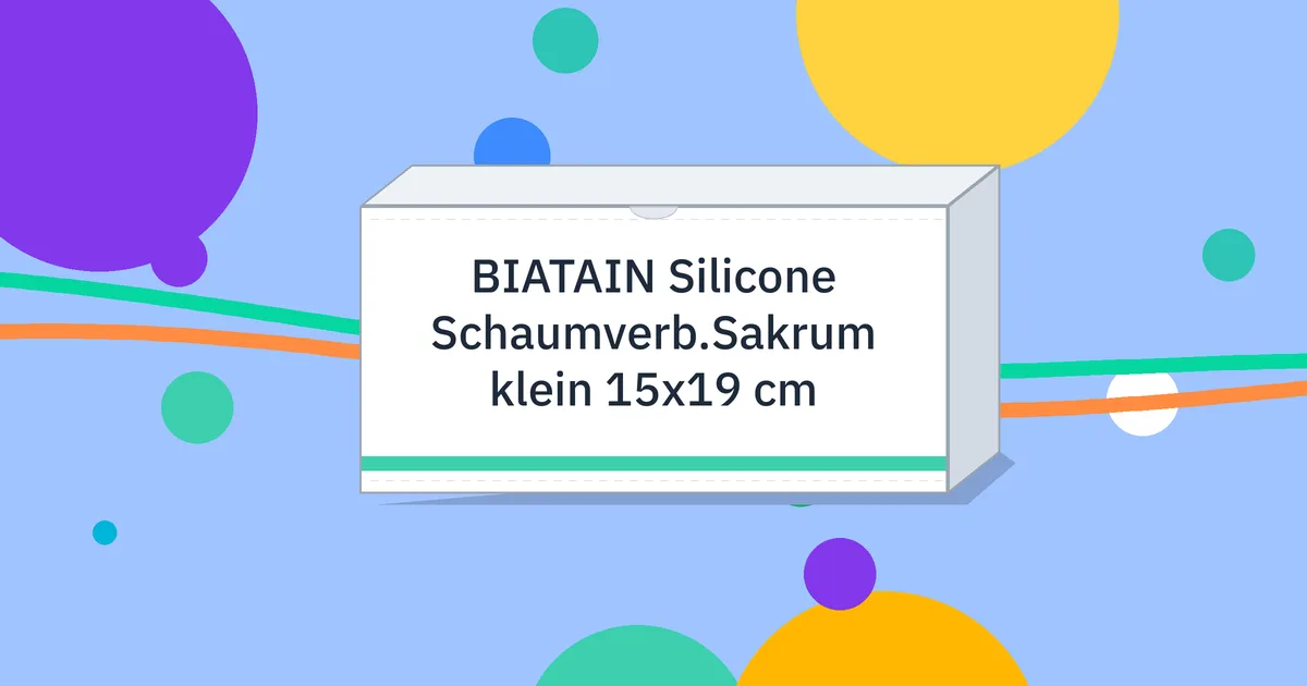 Symbolbild: Packung mit der Aufschrift BIATAIN Silicone Schaumverb.Sakrum klein 15x19 cm (PZN 14280055) – Verfügbarkeit und Bezug in Apotheken in Frankfurt am Main