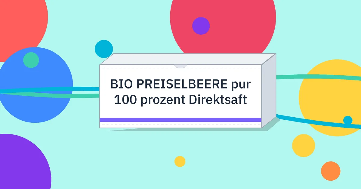 Symbolbild: Packung mit der Aufschrift BIO PREISELBEERE pur 100 prozent Direktsaft (PZN 16735577) – Verfügbarkeit und Bezug in Apotheken in Frankfurt am Main