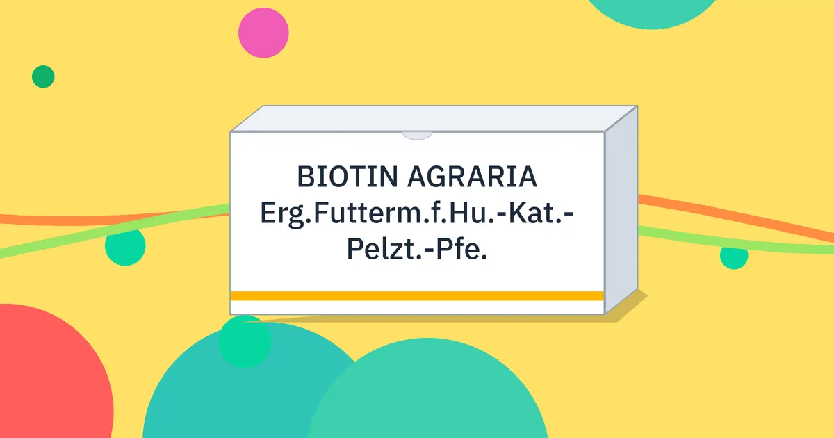 Symbolbild: Packung mit der Aufschrift BIOTIN AGRARIA Erg.Futterm.f.Hu.-Kat.-Pelzt.-Pfe. (PZN 19956681) – Verfügbarkeit und Bezug in Apotheken in Frankfurt am Main