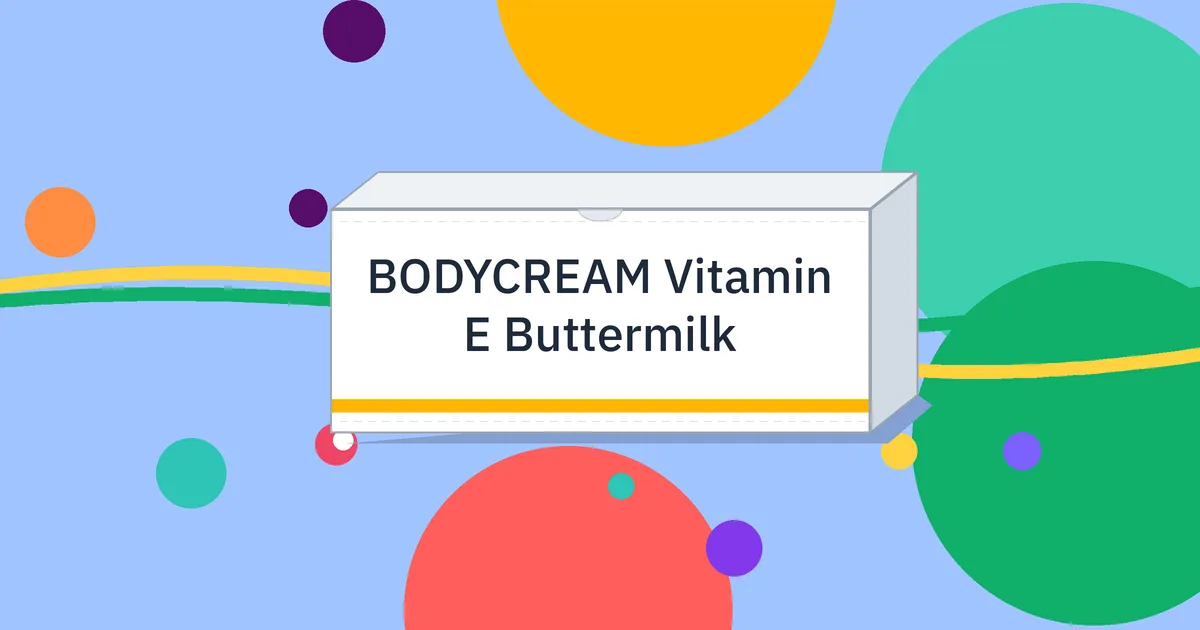 Symbolbild: Packung mit der Aufschrift BODYCREAM Vitamin E Buttermilk (PZN 03681012) – Verfügbarkeit und Bezug in Apotheken in Frankfurt am Main