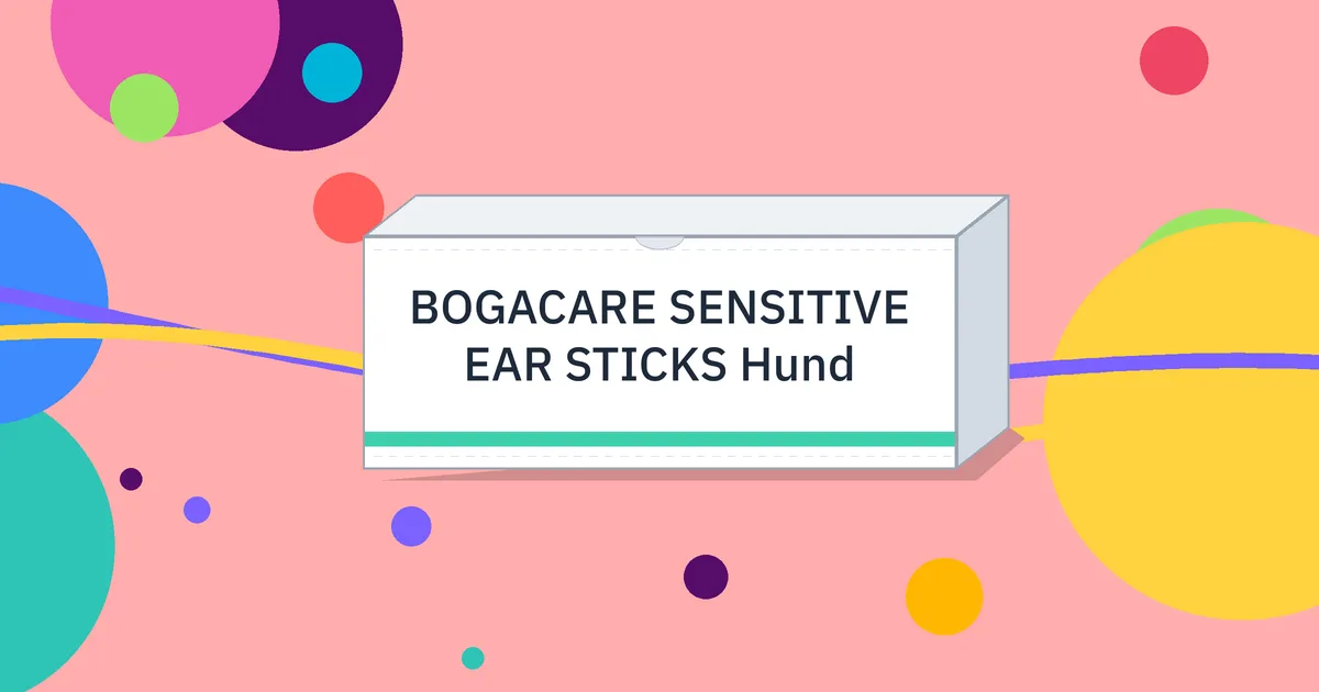 Symbolbild: Packung mit der Aufschrift BOGACARE SENSITIVE EAR STICKS Hund (PZN 11858602) – Verfügbarkeit und Bezug in Apotheken in Frankfurt am Main