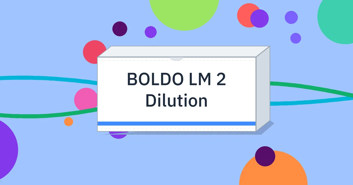 Symbolbild: Packung mit der Aufschrift BOLDO LM 2 Dilution (PZN 13390095) – Verfügbarkeit und Bezug in Apotheken in Frankfurt am Main