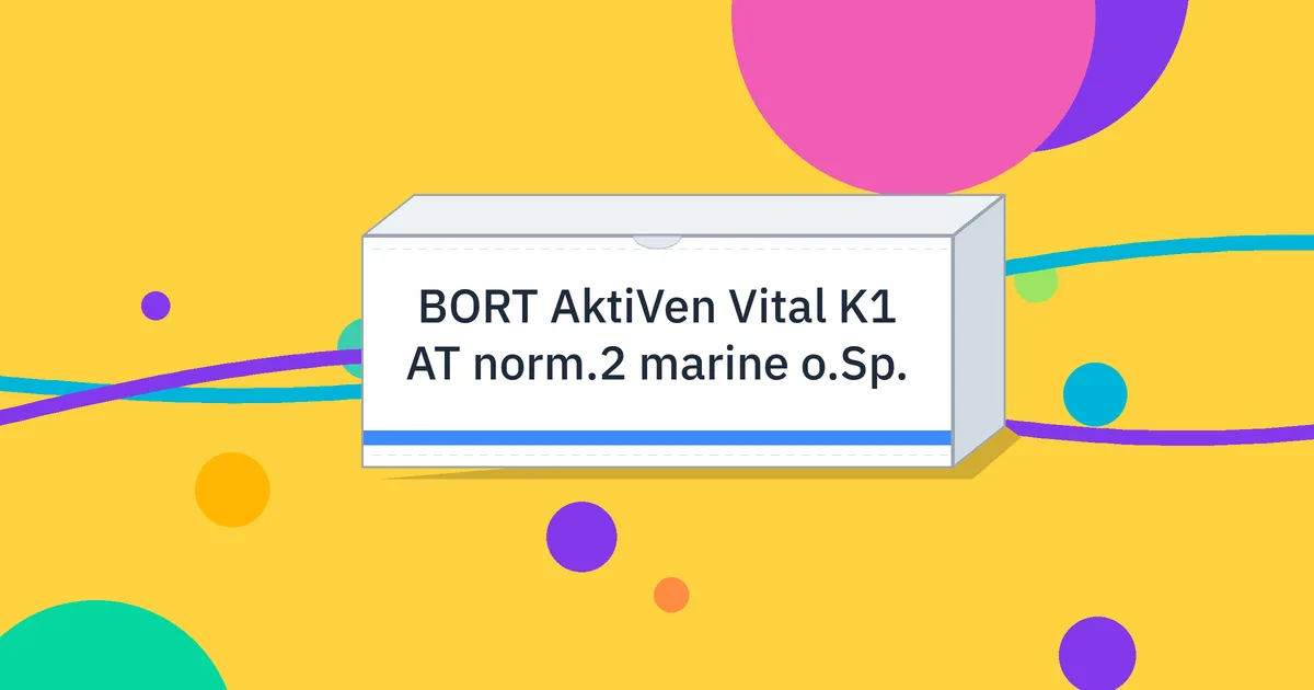 Symbolbild: Packung mit der Aufschrift BORT AktiVen Vital K1 AT norm.2 marine o.Sp. (PZN 13740980) – Verfügbarkeit und Bezug in Apotheken in Frankfurt am Main