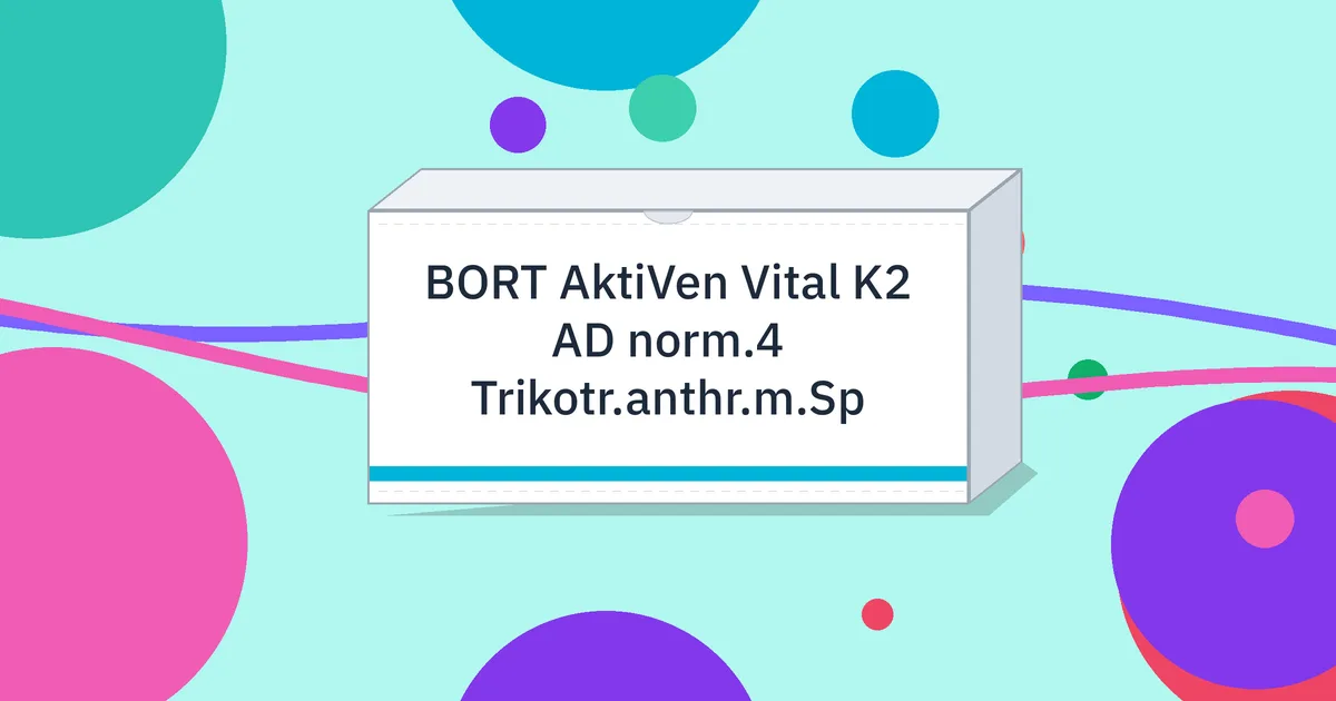 Symbolbild: Packung mit der Aufschrift BORT AktiVen Vital K2 AD norm.4 Trikotr.anthr.m.Sp (PZN 13728507) – Verfügbarkeit und Bezug in Apotheken in Frankfurt am Main