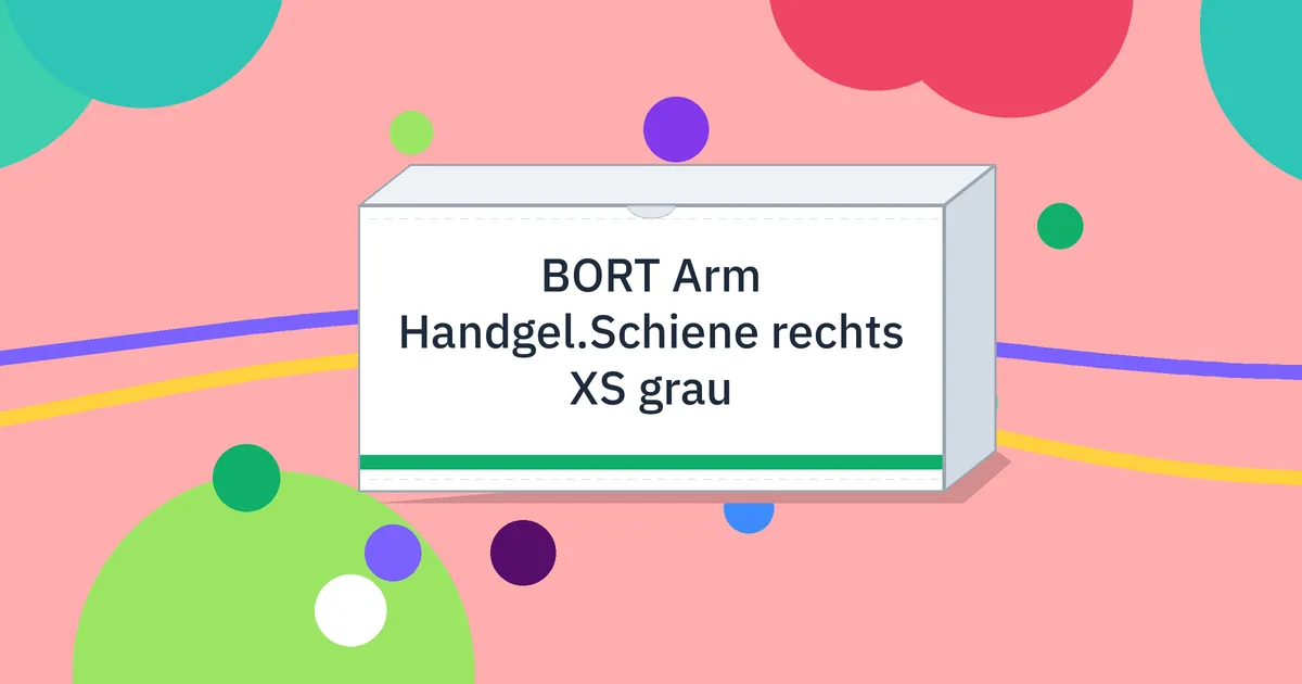 Symbolbild: Packung mit der Aufschrift BORT Arm Handgel.Schiene rechts XS grau (PZN 17843292) – Verfügbarkeit und Bezug in Apotheken in Frankfurt am Main