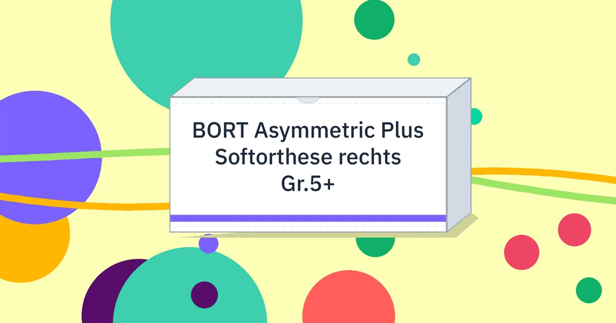 Symbolbild: Packung mit der Aufschrift BORT Asymmetric Plus Softorthese rechts Gr.5+ (PZN 16843290) – Verfügbarkeit und Bezug in Apotheken in Frankfurt am Main