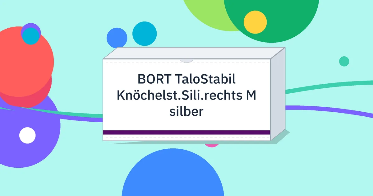 Symbolbild: Packung mit der Aufschrift BORT TaloStabil Knöchelst.Sili.rechts M silber (PZN 00839725) – Verfügbarkeit und Bezug in Apotheken in Frankfurt am Main