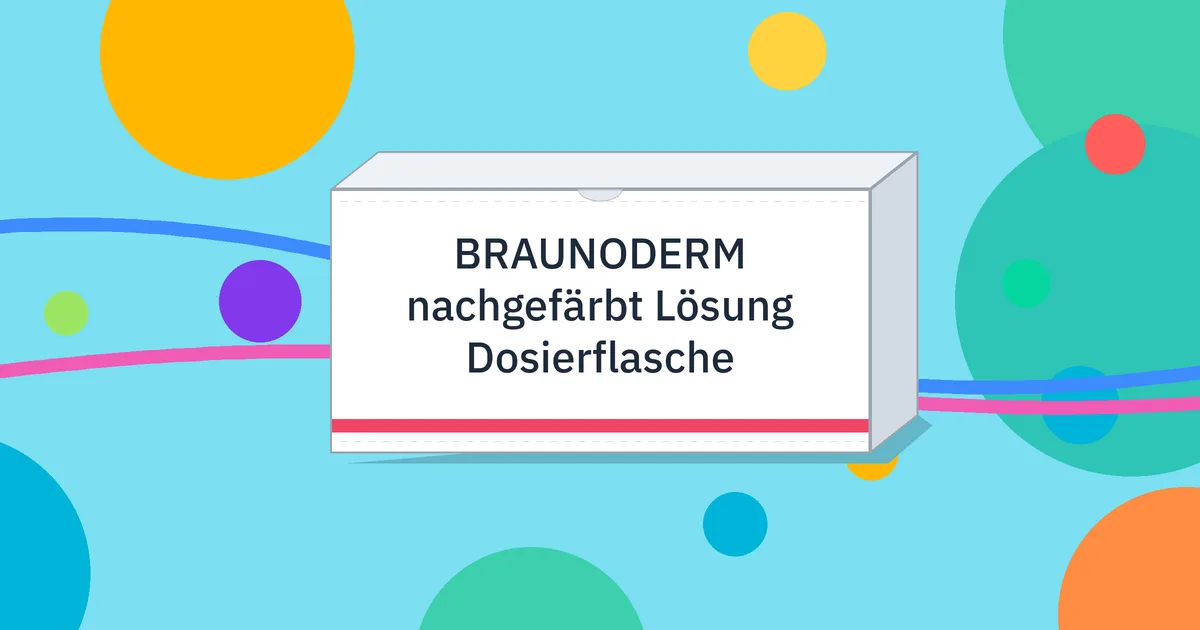 Symbolbild: Packung mit der Aufschrift BRAUNODERM nachgefärbt Lösung Dosierflasche (PZN 07620148) – Verfügbarkeit und Bezug in Apotheken in Frankfurt am Main