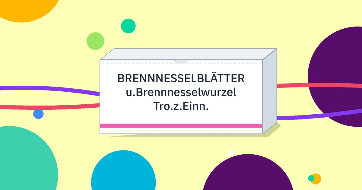 Symbolbild: Packung mit der Aufschrift BRENNNESSELBLÄTTER u.Brennnesselwurzel Tro.z.Einn. (PZN 11366425) – Verfügbarkeit und Bezug in Apotheken in Frankfurt am Main