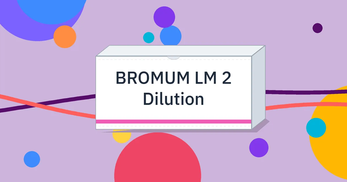 Symbolbild: Packung mit der Aufschrift BROMUM LM 2 Dilution (PZN 12796464) – Verfügbarkeit und Bezug in Apotheken in Frankfurt am Main