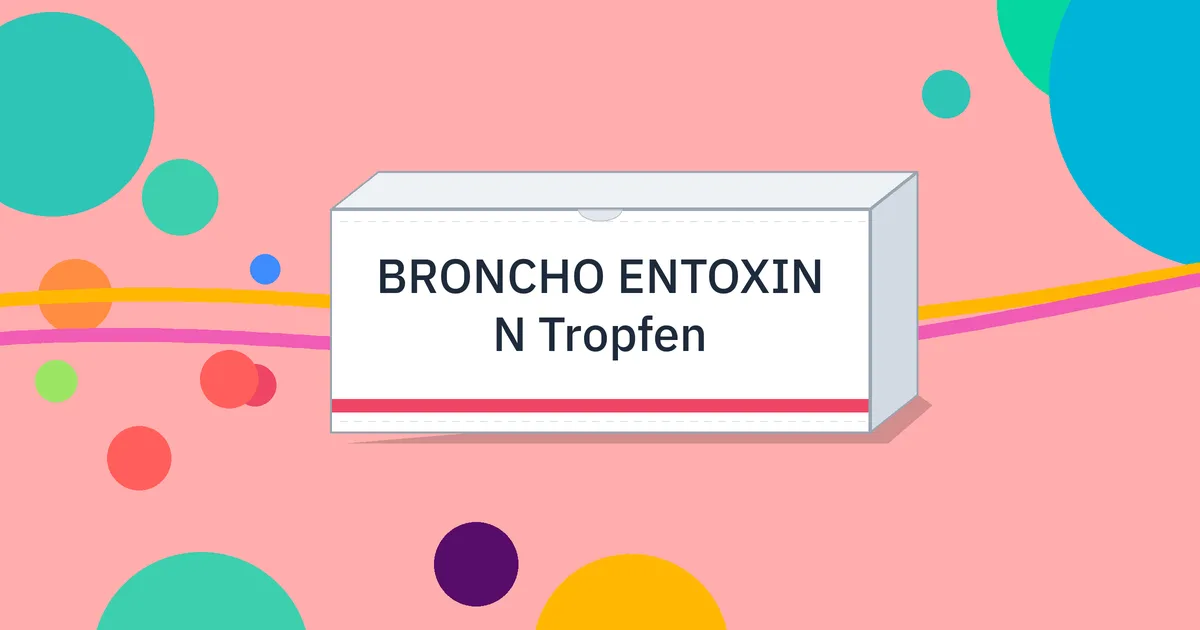 Symbolbild: Packung mit der Aufschrift BRONCHO ENTOXIN N Tropfen (PZN 06184320) – Verfügbarkeit und Bezug in Apotheken in Frankfurt am Main