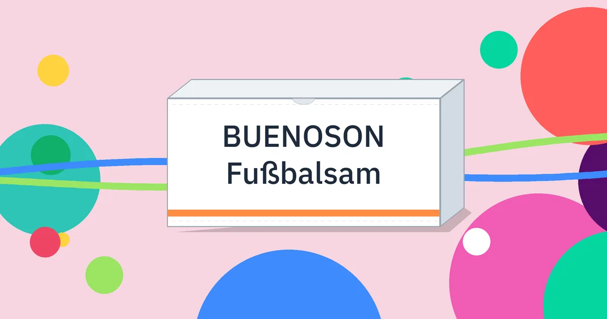 Symbolbild: Packung mit der Aufschrift BUENOSON Fußbalsam (PZN 00111426) – Verfügbarkeit und Bezug in Apotheken in Frankfurt am Main