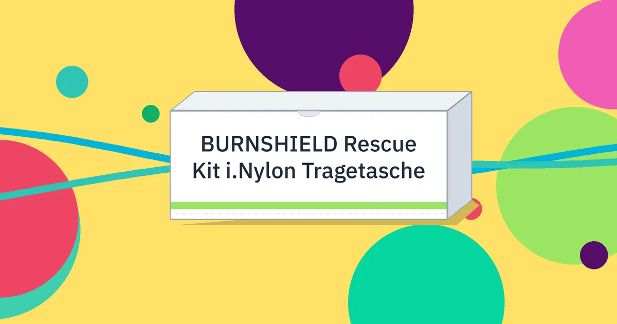 Symbolbild: Packung mit der Aufschrift BURNSHIELD Rescue Kit i.Nylon Tragetasche (PZN 18669867) – Verfügbarkeit und Bezug in Apotheken in Frankfurt am Main