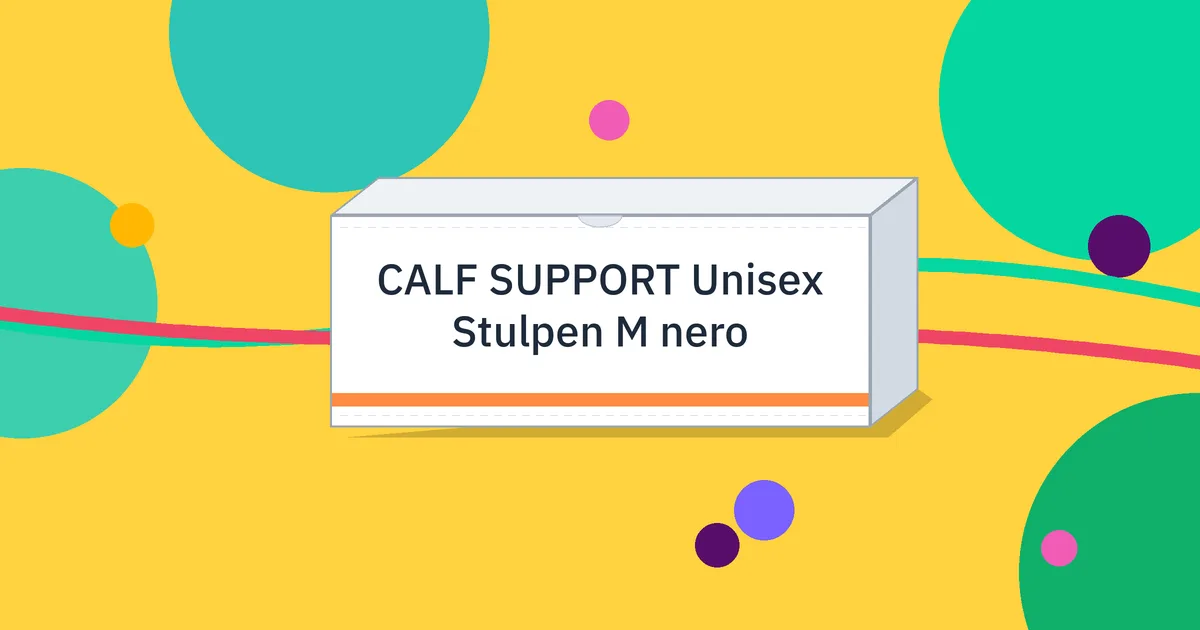 Symbolbild: Packung mit der Aufschrift CALF SUPPORT Unisex Stulpen M nero (PZN 16195201) – Verfügbarkeit und Bezug in Apotheken in Frankfurt am Main