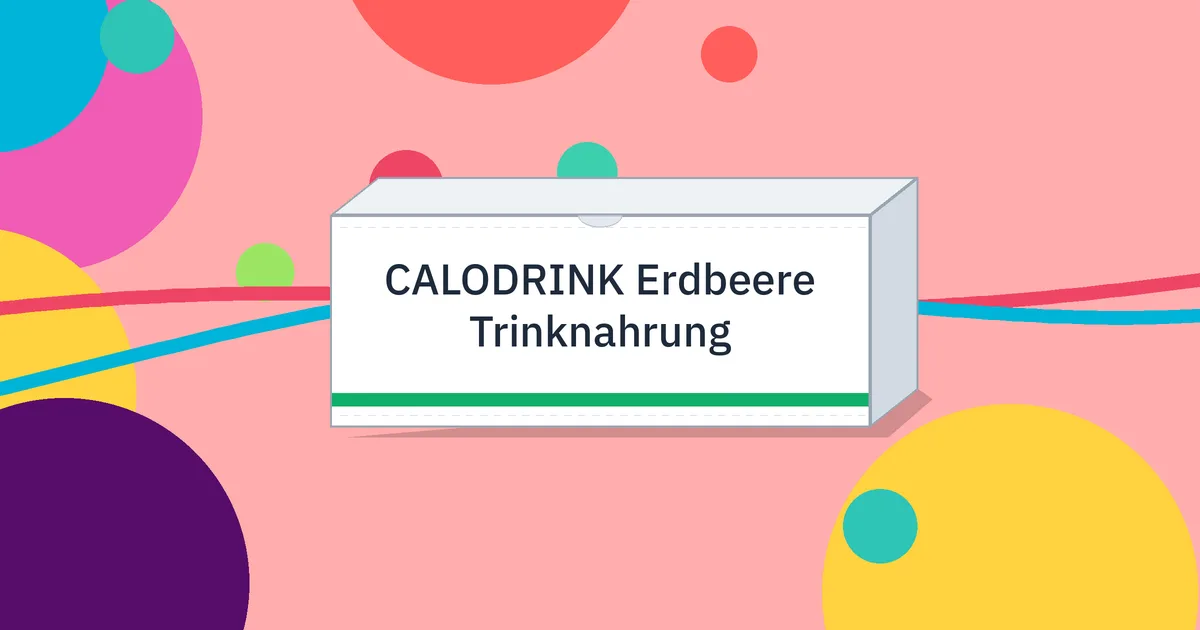 Symbolbild: Packung mit der Aufschrift CALODRINK Erdbeere Trinknahrung (PZN 20861112) – Verfügbarkeit und Bezug in Apotheken in Frankfurt am Main