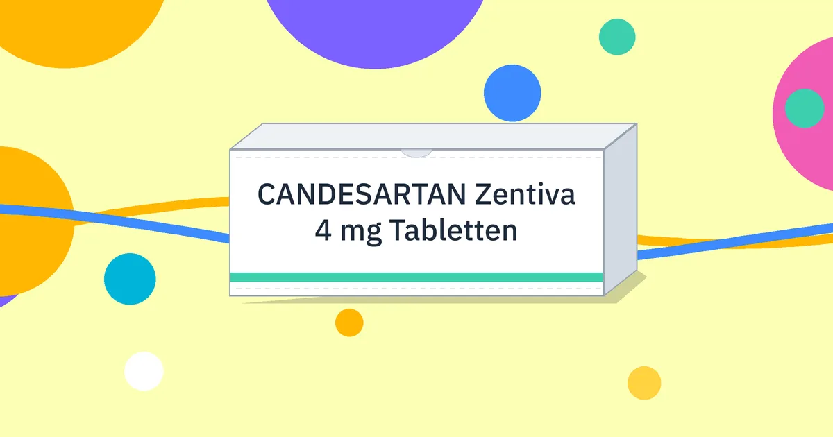 Symbolbild: Packung mit der Aufschrift CANDESARTAN Zentiva 4 mg Tabletten (PZN 09392183) – Verfügbarkeit und Bezug in Apotheken in Frankfurt am Main