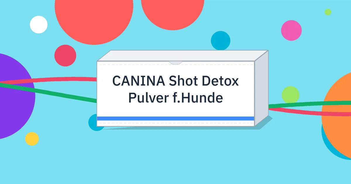 Symbolbild: Packung mit der Aufschrift CANINA Shot Detox Pulver f.Hunde (PZN 20409062) – Verfügbarkeit und Bezug in Apotheken in Frankfurt am Main