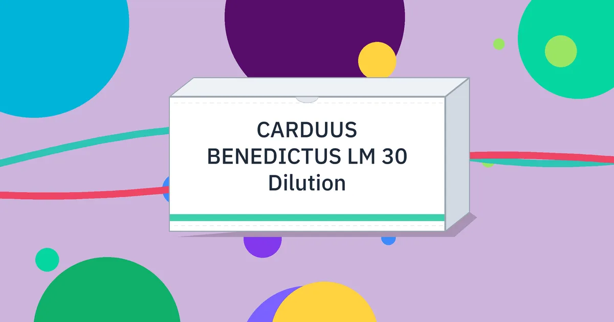 Symbolbild: Packung mit der Aufschrift CARDUUS BENEDICTUS LM 30 Dilution (PZN 13430311) – Verfügbarkeit und Bezug in Apotheken in Frankfurt am Main