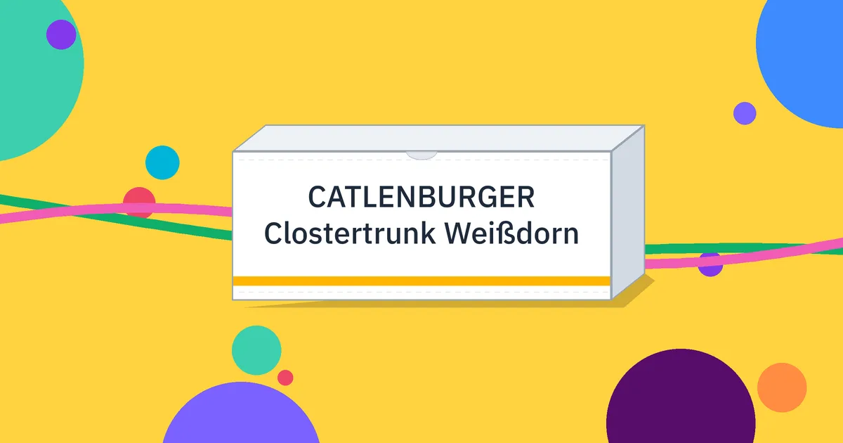 Symbolbild: Packung mit der Aufschrift CATLENBURGER Clostertrunk Weißdorn (PZN 09901779) – Verfügbarkeit und Bezug in Apotheken in Frankfurt am Main