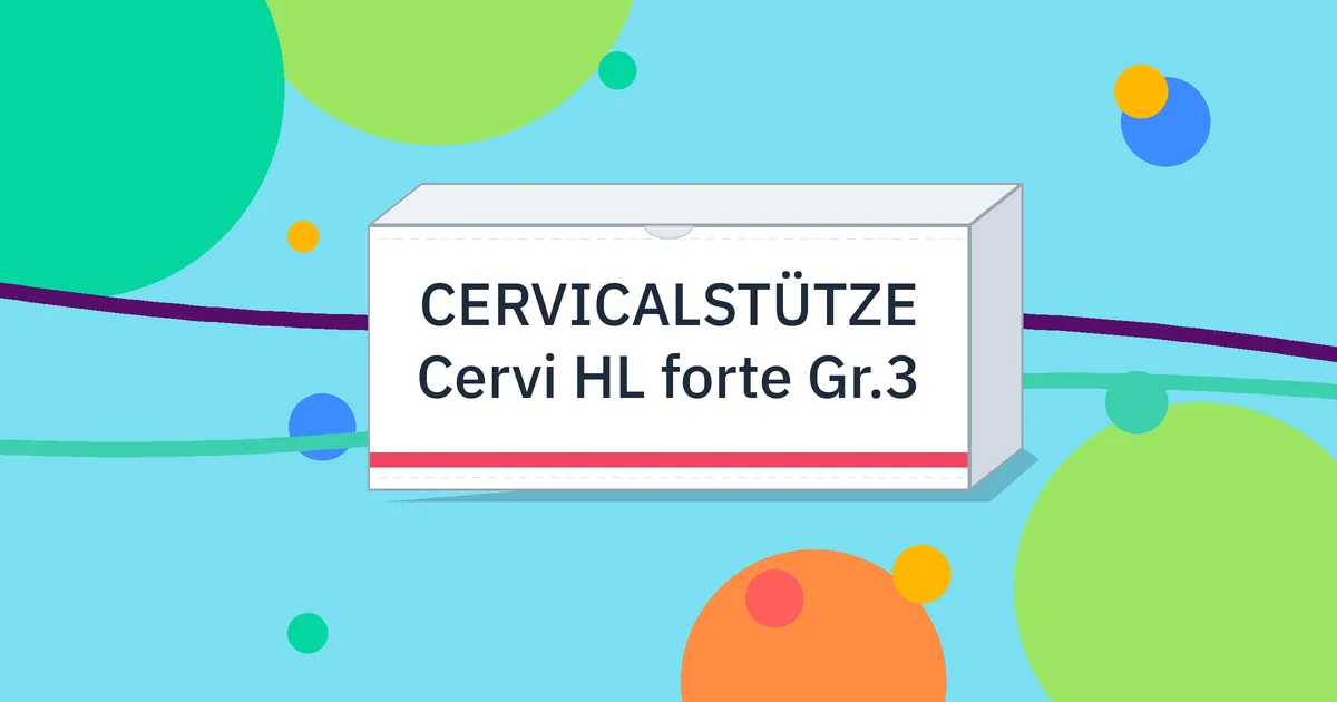 Symbolbild: Packung mit der Aufschrift CERVICALSTÜTZE Cervi HL forte Gr.3 (PZN 02885758) – Verfügbarkeit und Bezug in Apotheken in Frankfurt am Main