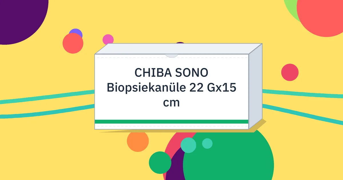 Symbolbild: Packung mit der Aufschrift CHIBA SONO Biopsiekanüle 22 Gx15 cm (PZN 03929914) – Verfügbarkeit und Bezug in Apotheken in Frankfurt am Main