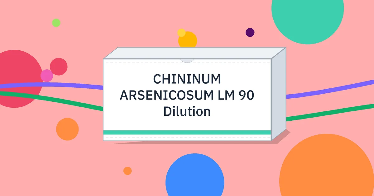 Symbolbild: Packung mit der Aufschrift CHININUM ARSENICOSUM LM 90 Dilution (PZN 12814966) – Verfügbarkeit und Bezug in Apotheken in Frankfurt am Main